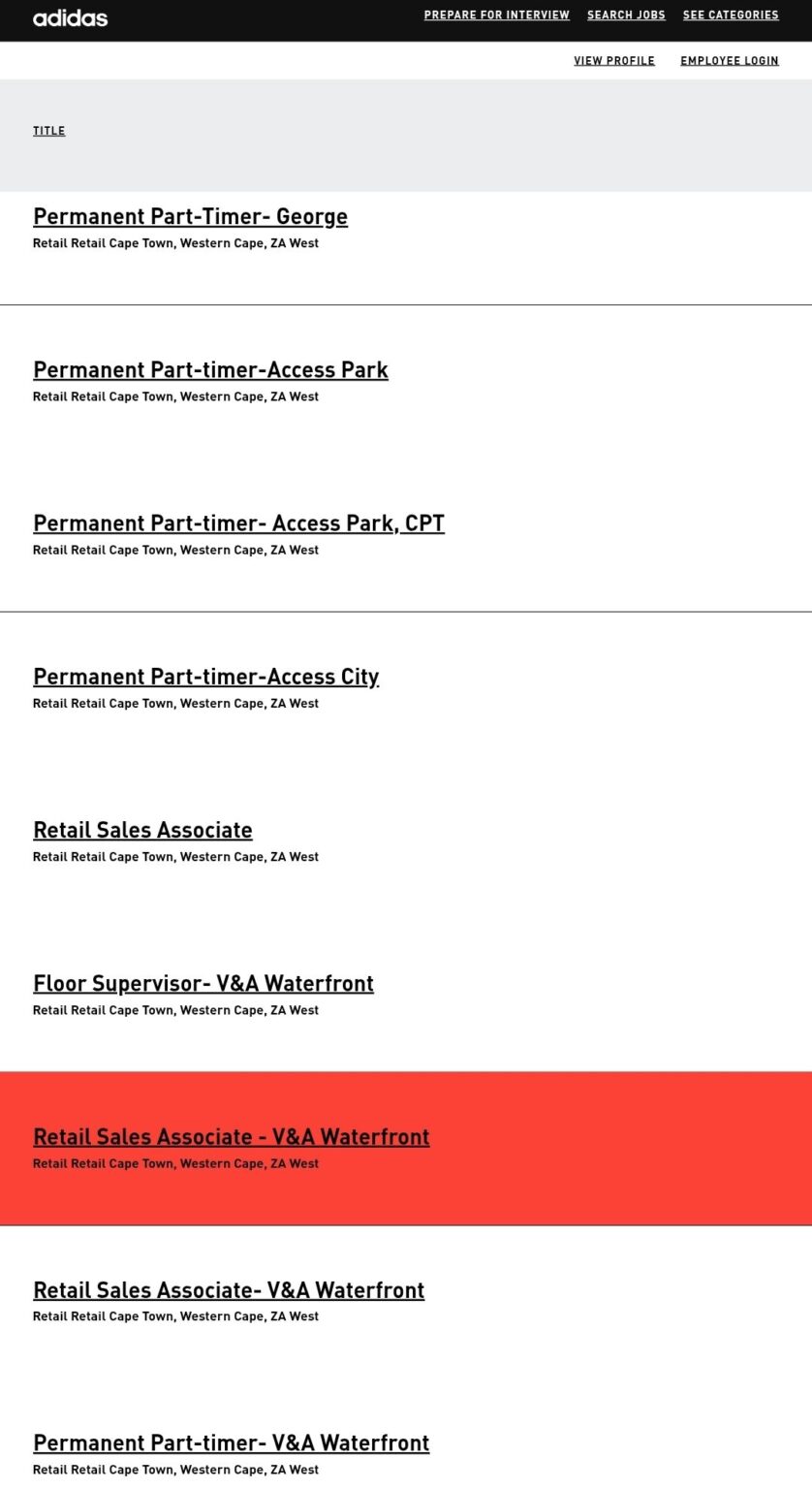 Adidas is Hiring [Retail Sales Associate-] - Jobspress